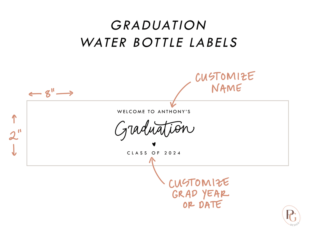 Graduation Party Personalized Water Bottle Labels – Plum Grove Design